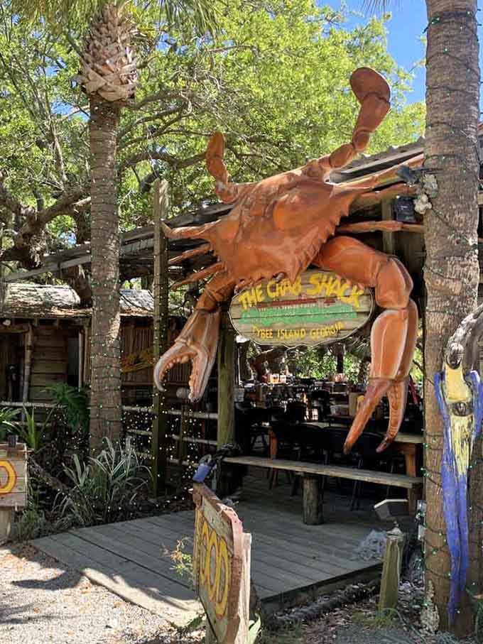 That towering crab sculpture announces you've arrived at seafood paradise, no GPS confirmation needed here.