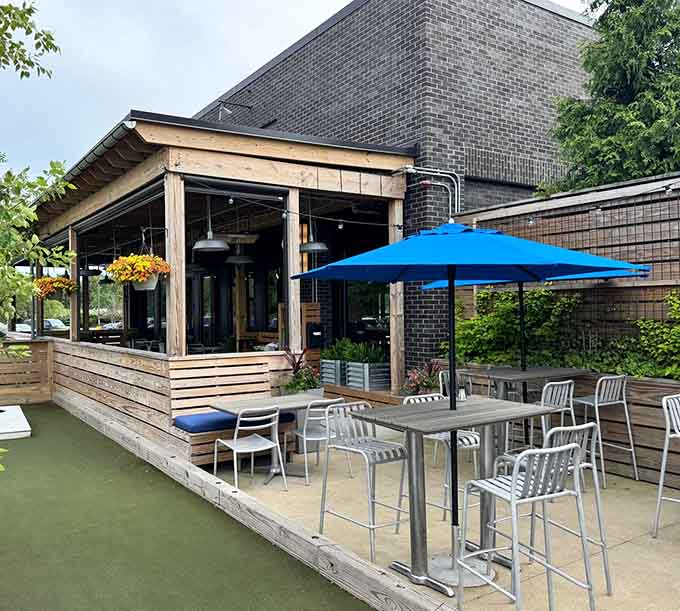 Outdoor patio seating for when Massachusetts weather decides to cooperate and show off a little bit.