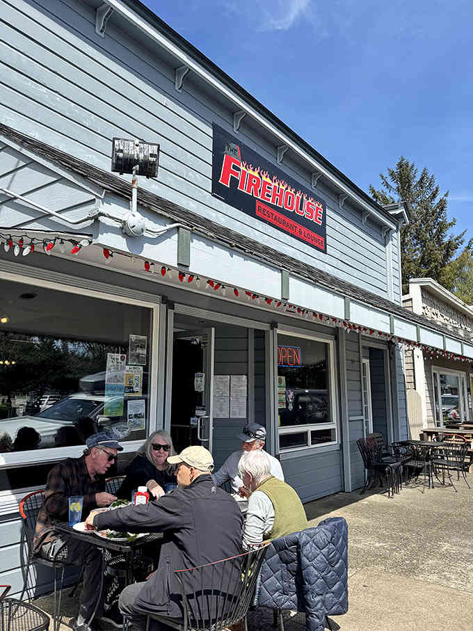 The welcoming exterior promises good times inside, where firefighting heritage meets seriously satisfying food in downtown Florence.