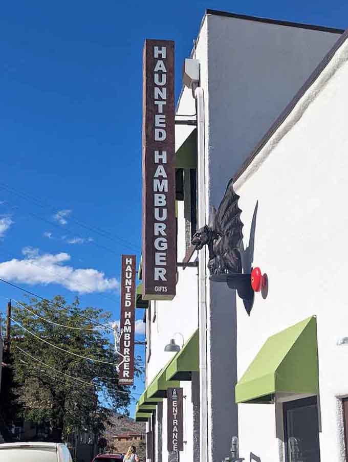 That vertical sign announces you've arrived somewhere special, where burgers meet breathtaking views at 5,000 feet.