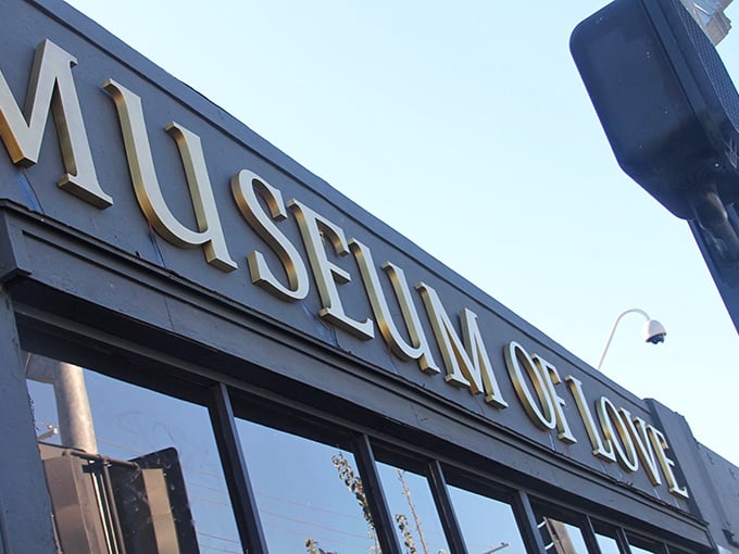 The Museum of Love announces itself with bold lettering that promises exactly what's waiting inside for curious visitors.