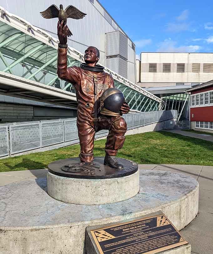 This memorial honors those who served, reminding us that behind every aircraft are real people with courage.