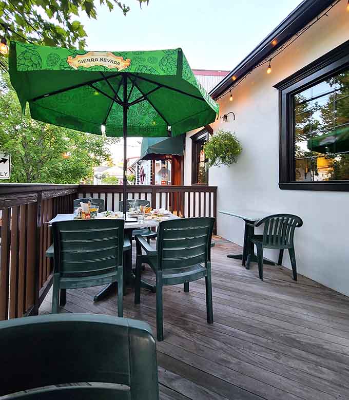 The outdoor deck offers fresh air and good company, perfect for those evenings when inside just won't do.