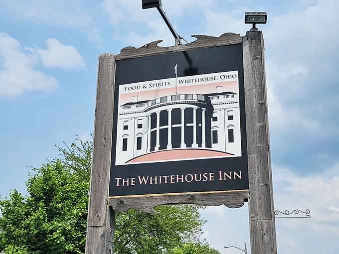 The sign says it all: Food & Spirits in Whitehouse, Ohio, where prime rib dreams come true.