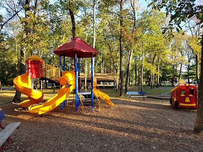 Thurmont Community Park's playground equipment waits patiently for the next generation of mountain town memories to unfold.
