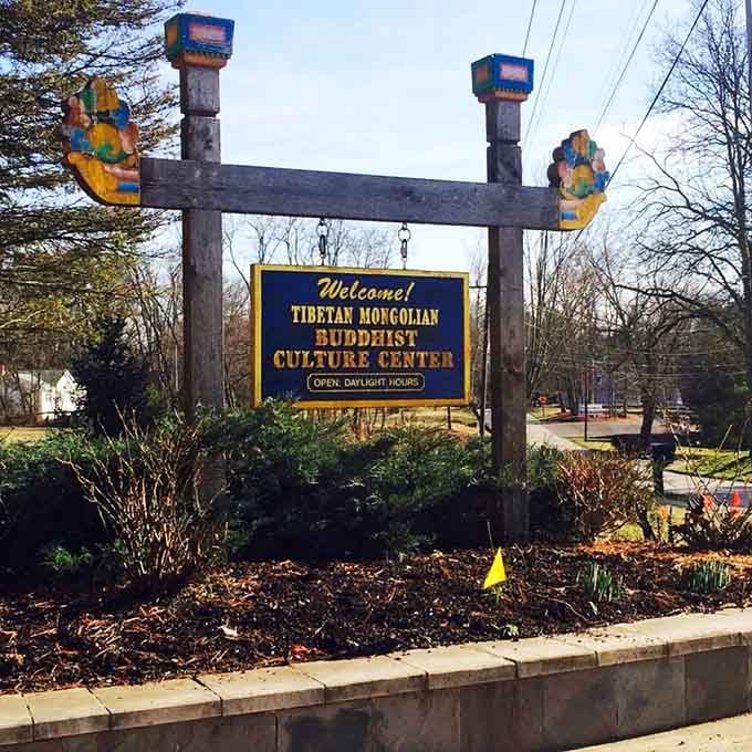 This welcoming sign marks the entrance to one of Indiana's most unexpected and genuinely authentic cultural experiences available.