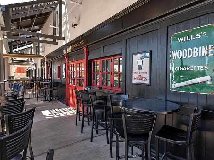 The patio offers a slice of Dublin under Arizona skies, complete with vintage signage and plenty of character.