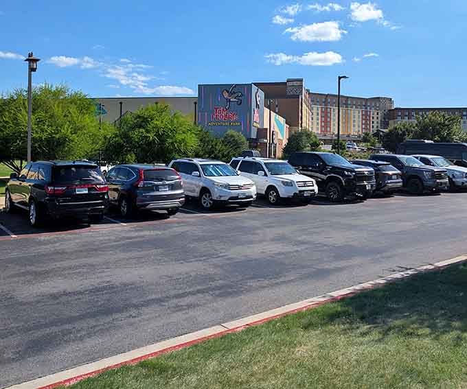 Ample parking means your biggest challenge is remembering where you parked, not finding a spot in the first place.