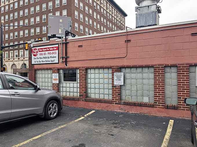 Even the parking area has that classic utilitarian charm that says we're here for the food, friend.