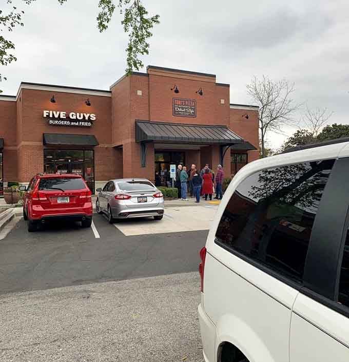 Plenty of parking means the only hard part is deciding which pizza to order, not where to park.