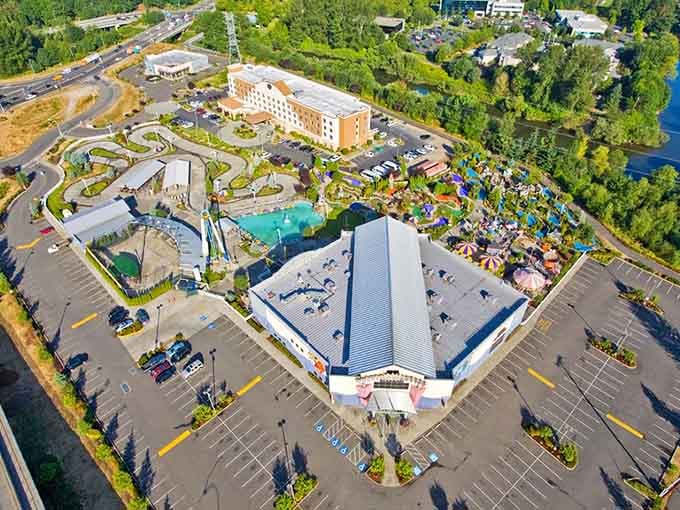From above, it's clear this place is serious about fun, with outdoor attractions sprawling like entertainment paradise.