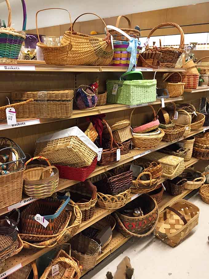 Woven baskets in every shape offer storage solutions your grandmother would approve of wholeheartedly.
