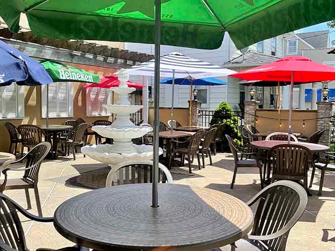 Outdoor patio dining lets you enjoy your pizza with a side of fresh air.
