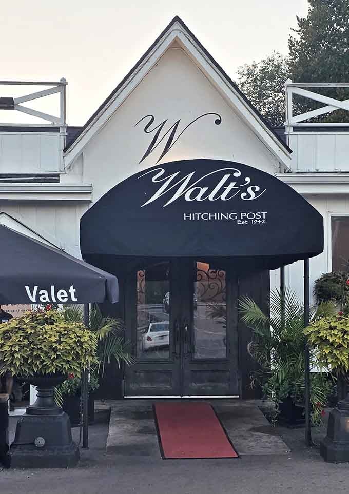 The entrance welcomes you with valet service, because your prime rib experience starts before you walk in.