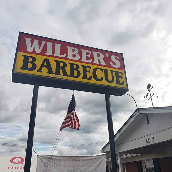 When Old Glory flies above a barbecue sign, you know you've found a place that takes both seriously.