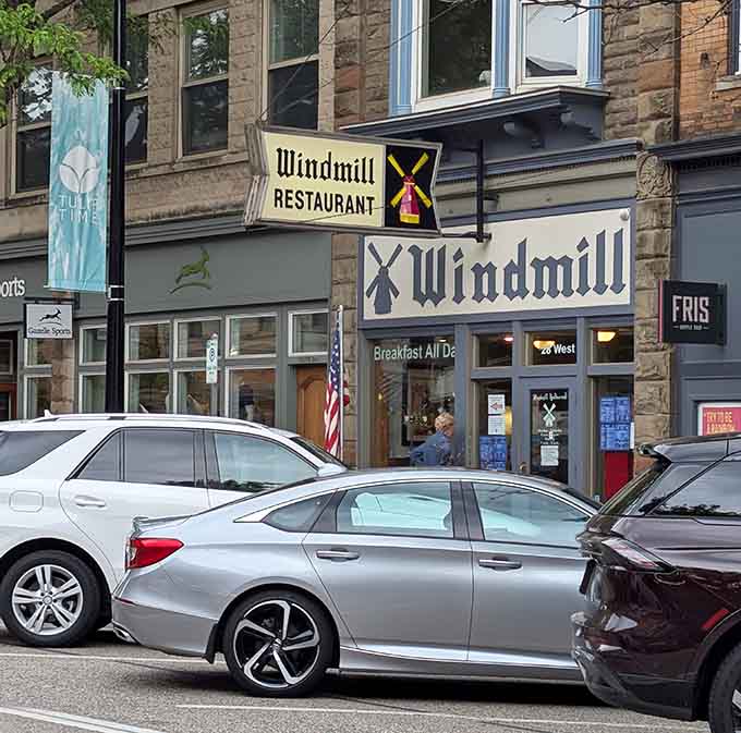 The exterior beckons from 8th Street, a beacon for anyone seeking authentic Dutch-American comfort food done right.