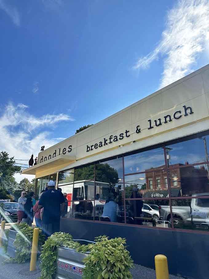 The welcoming storefront that draws you in, promising exceptional breakfast and lunch worth the weekday visit.