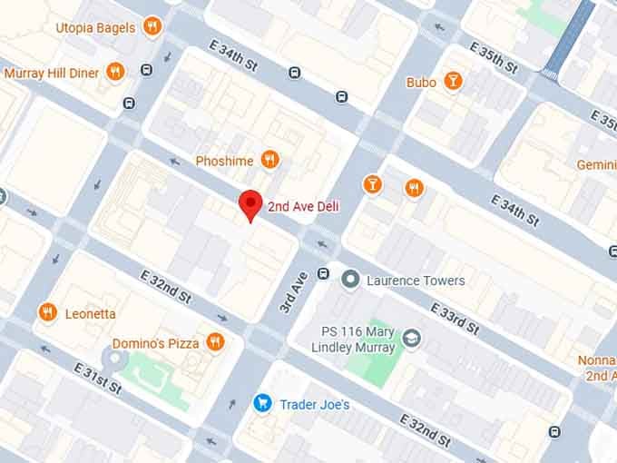 16. 2nd ave deli map