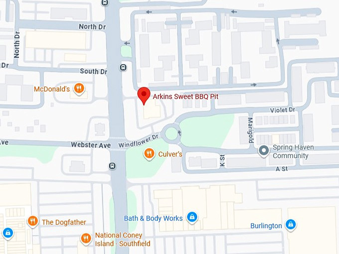 16. arkins sweet bbq pit's map