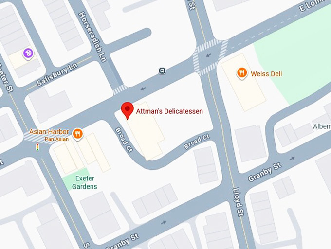 16. attman's delicatessen's map