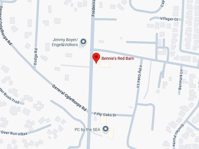 16. bennie's red barn's map