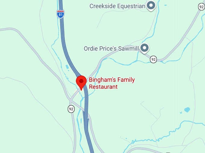 16. bingham's family restaurant map