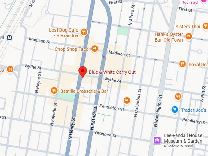 16. blue and white carry out map