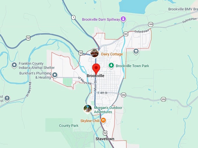 16. brookville, in map