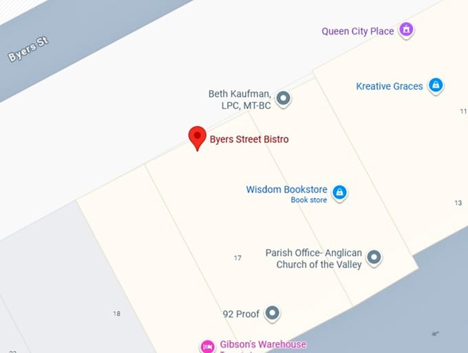 16. byers street bistro's map