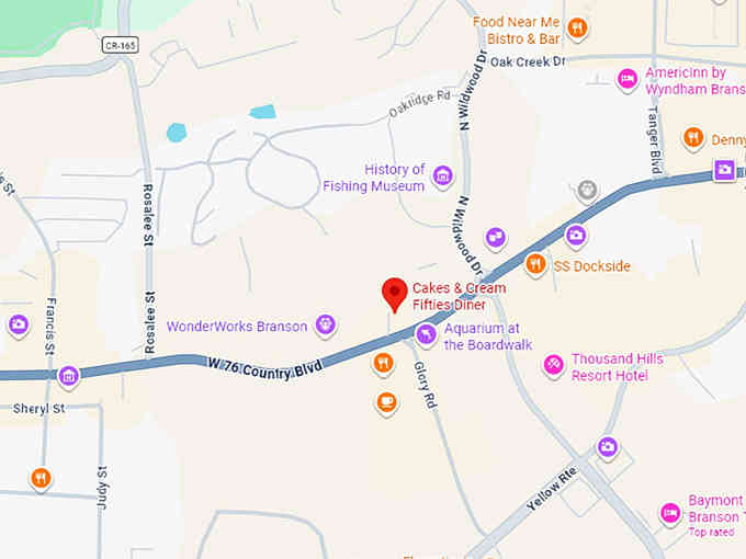 16. cakes & cream fifties diner map