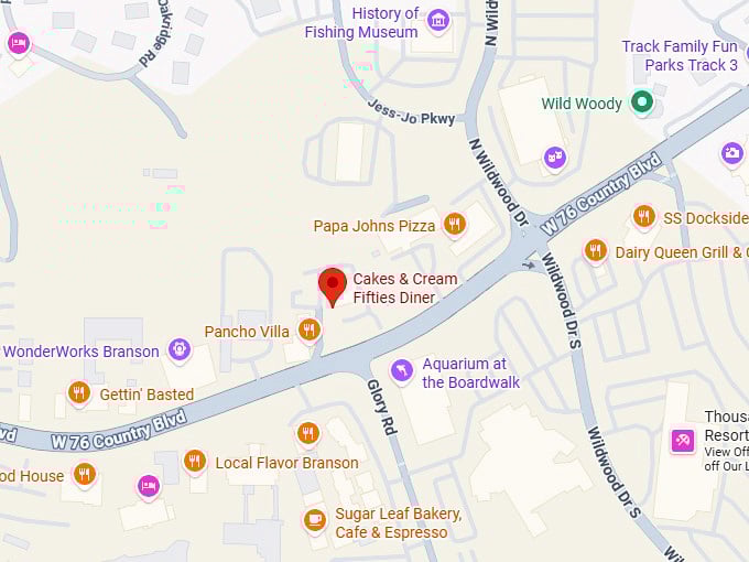 16. cakes & cream fifties diner map