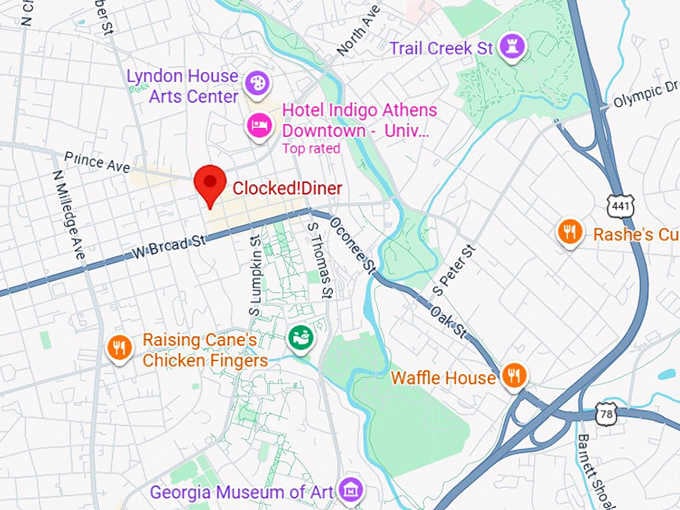16. clocked!diner map