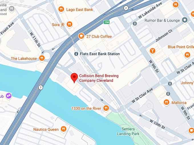 16. collision bend brewing company cleveland map
