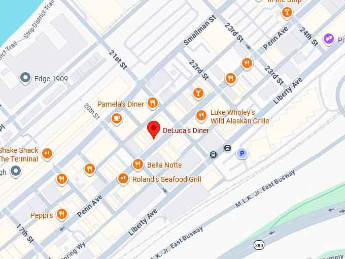 16. deluca’s diner (2015 penn ave) map