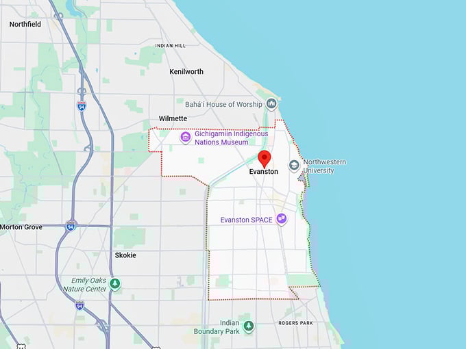 16. evanston, il map