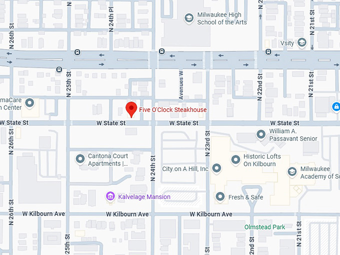 16. five o'clock steakhouse map