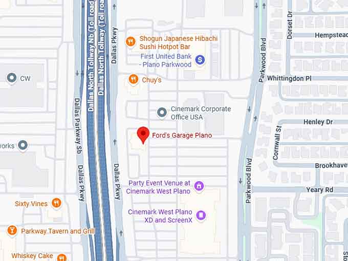 16. ford's garage plano map