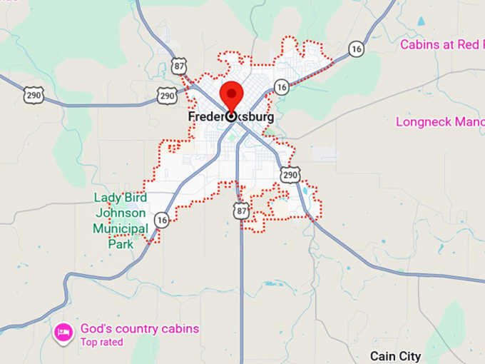 16. fredericksburg, tx map
