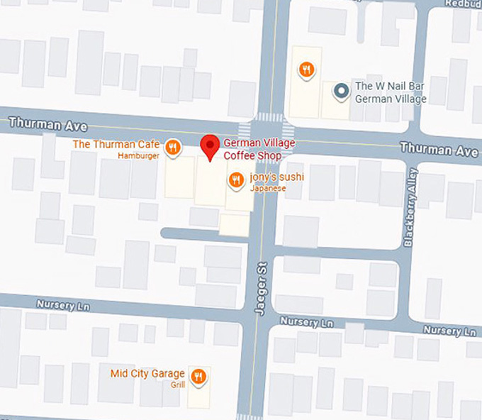 16. german village coffee shop map