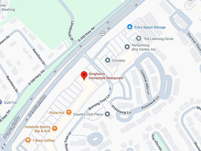 16. gingham's homestyle restaurant map