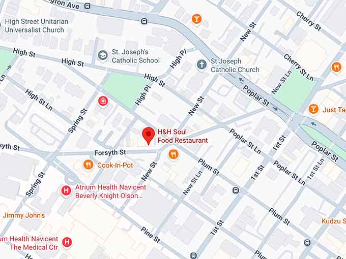 h&h soul food restaurant map
