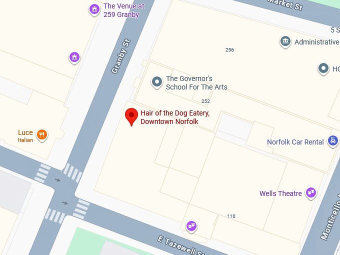 16. hair of the dog eatery's map