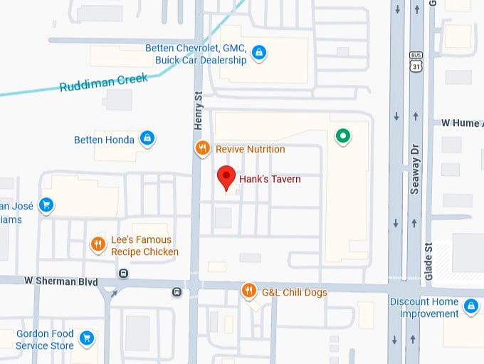 16. hank's tavern's map