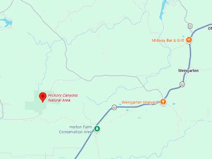 16. hickory canyons natural area map