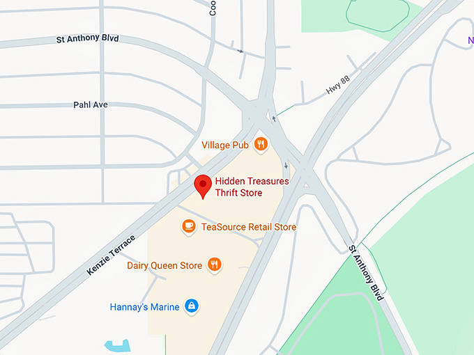 16. hidden treasures thrift store map