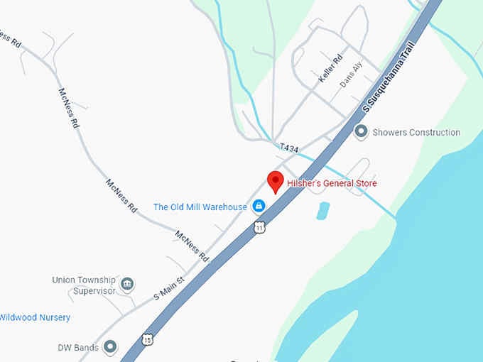 16. hilsher's general store map