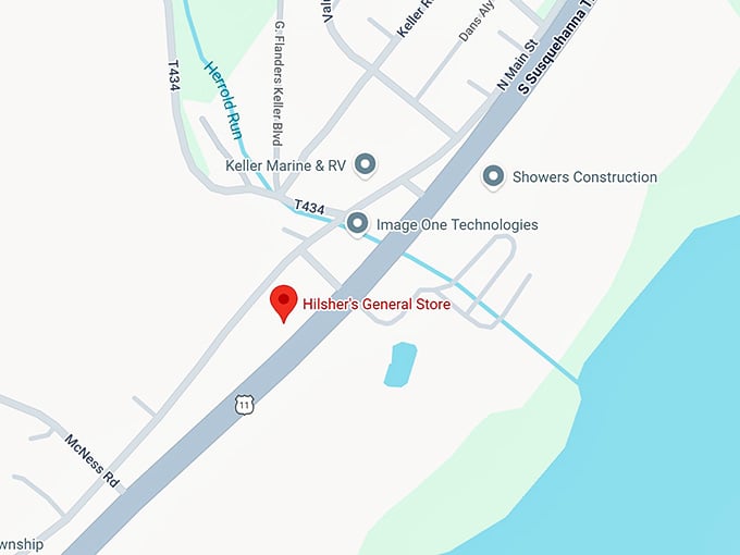 16. hilsher's general store map