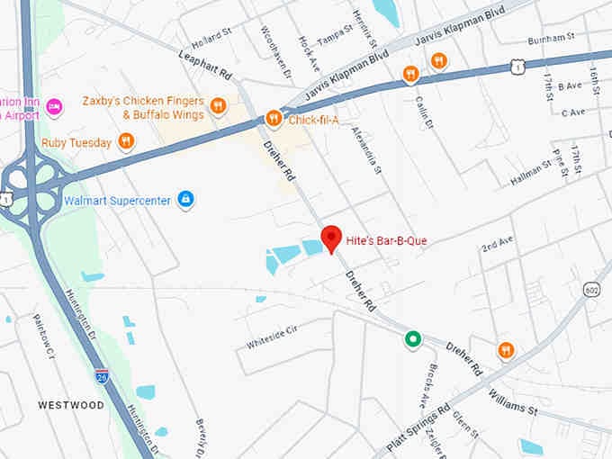 16. hite&rsquo;s bar b que map