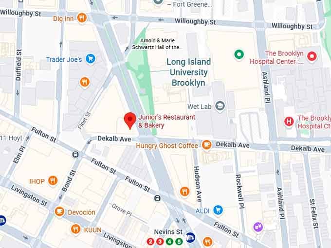 16. junior's restaurant & bakery map