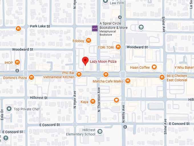 16. lazy moon pizza map